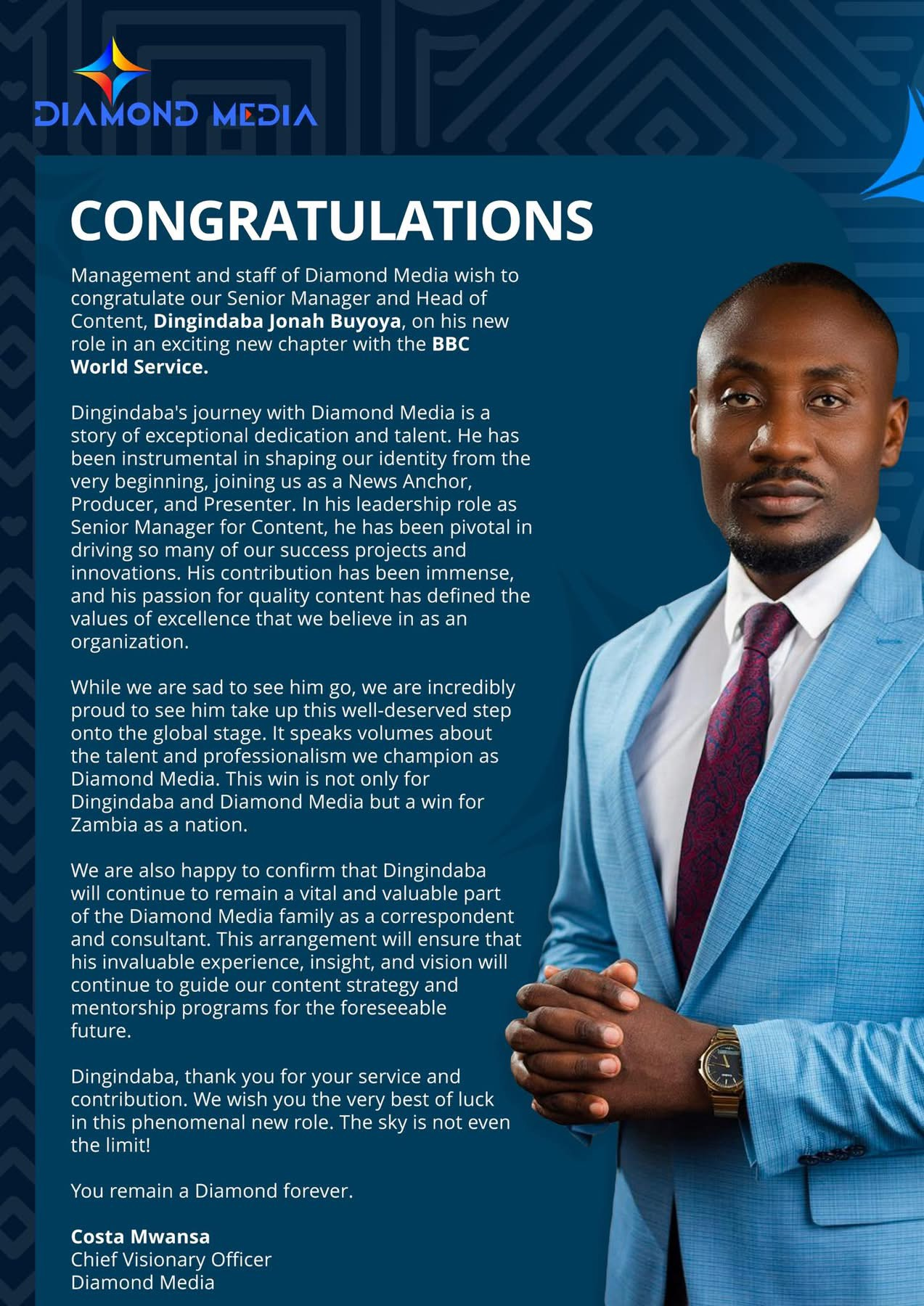 For Immediate Release - Diamond Media
